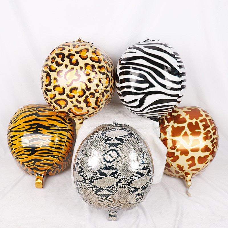 Jual 1 set isi 5 Balon Foil Bulat 4D Motif Animal Print Hewan Leopard ...