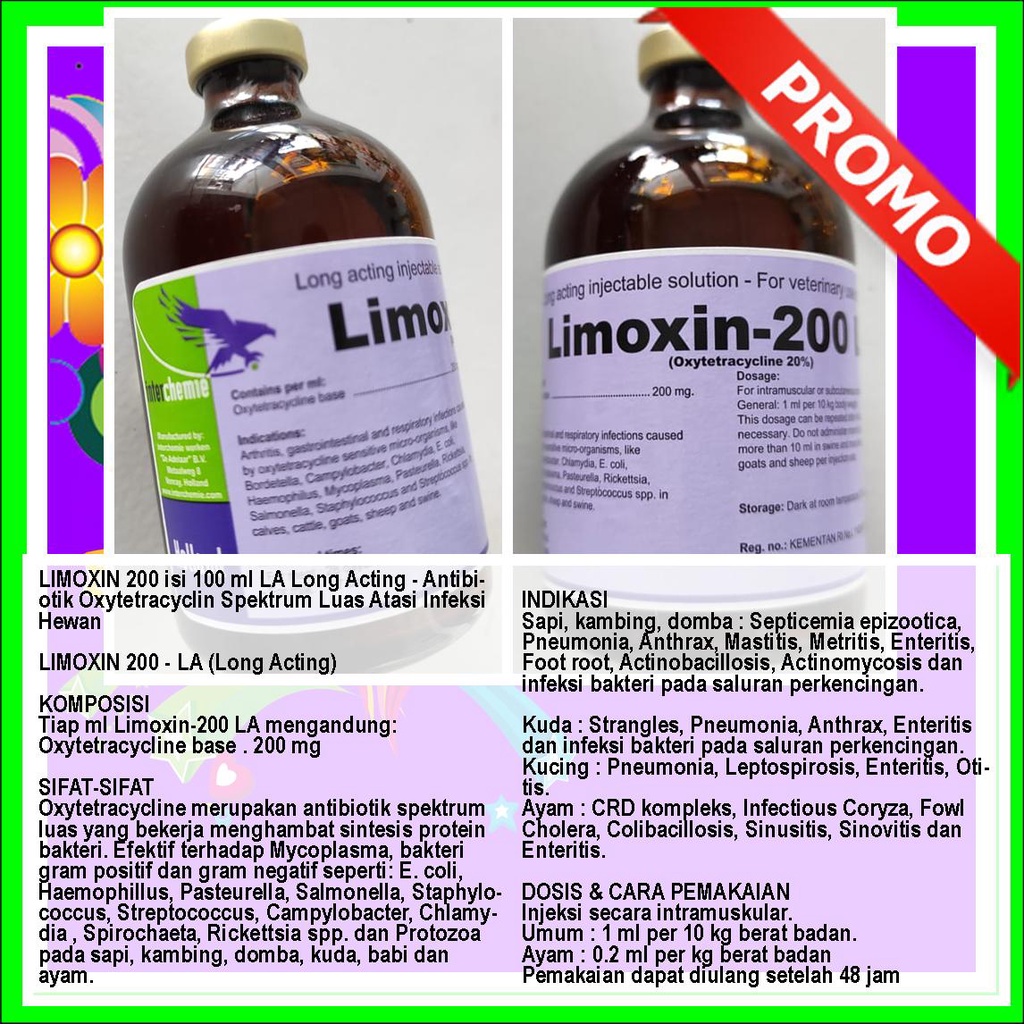 Jual LIMOXIN 200 isi 100 ml LA Long Acting - Antibiotik Oxytetracyclin ...