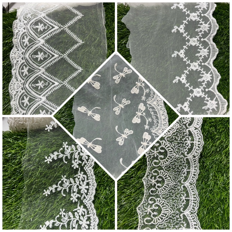 Jual renda tile lebar 8-22cm harga per 50cm(setengah meter) | Shopee ...