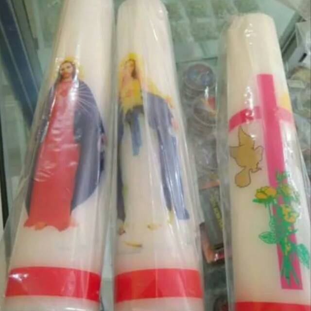 Jual LILIN ALTAR YESUS BUNDA MARIA DAN SALIB UKURAN 30 CM PER PCS ...