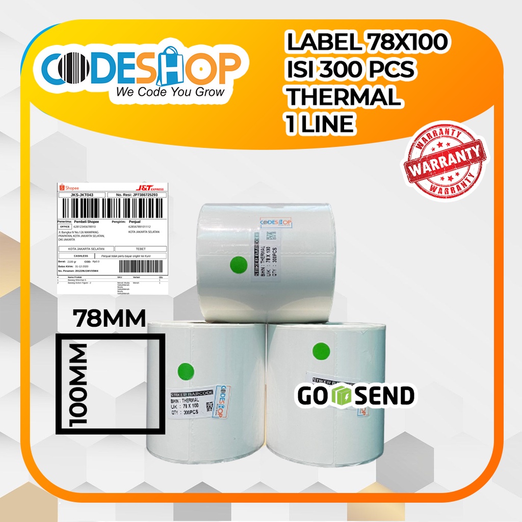 Jual Stiker Kertas Label Barcode Thermal ukuran 78x100mm - 78 x 100 mm ...