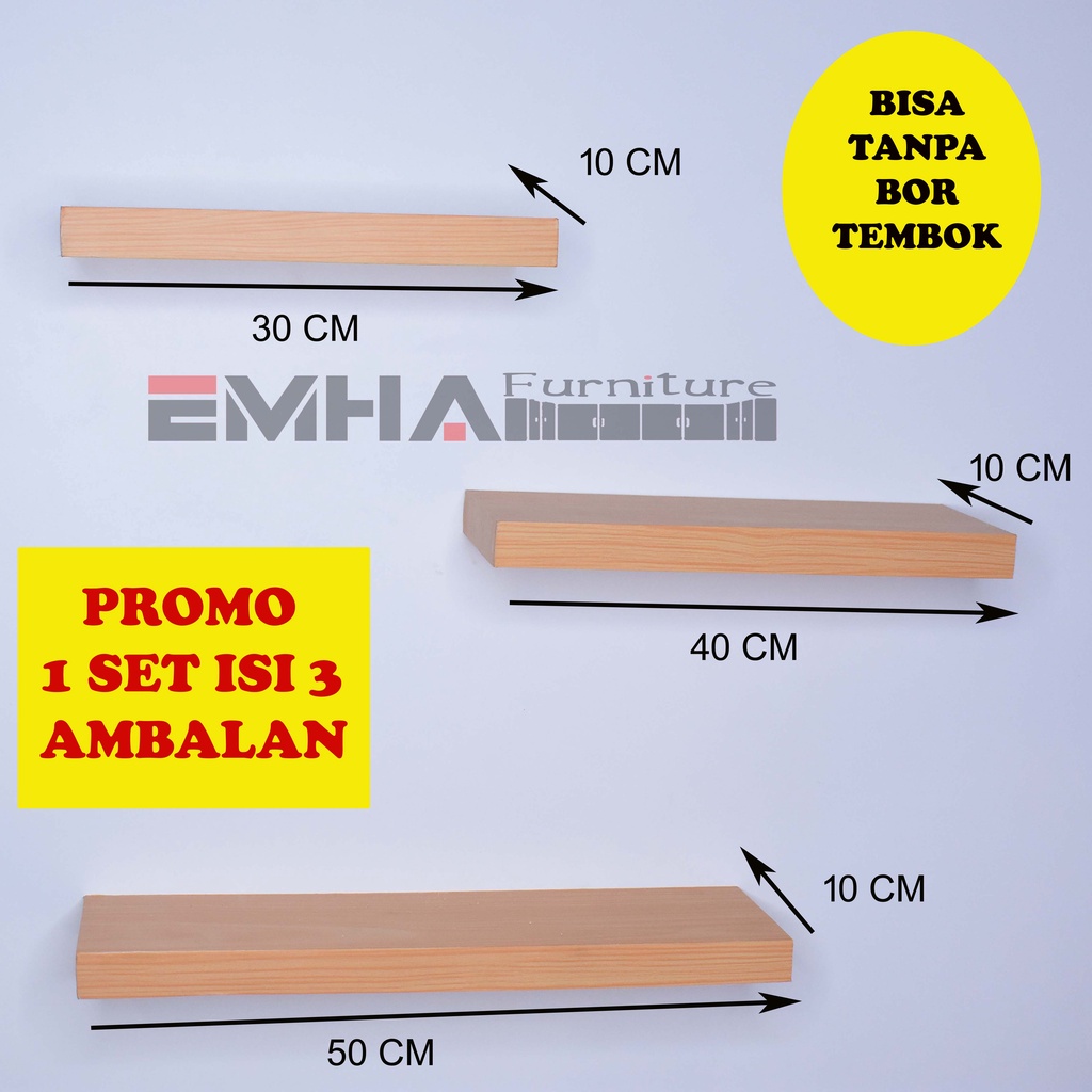 Jual PROMO 1 SET ISI 3 PCS (UK 50&40&30) AMBALAN RAK DINDING SLIM RAK ...