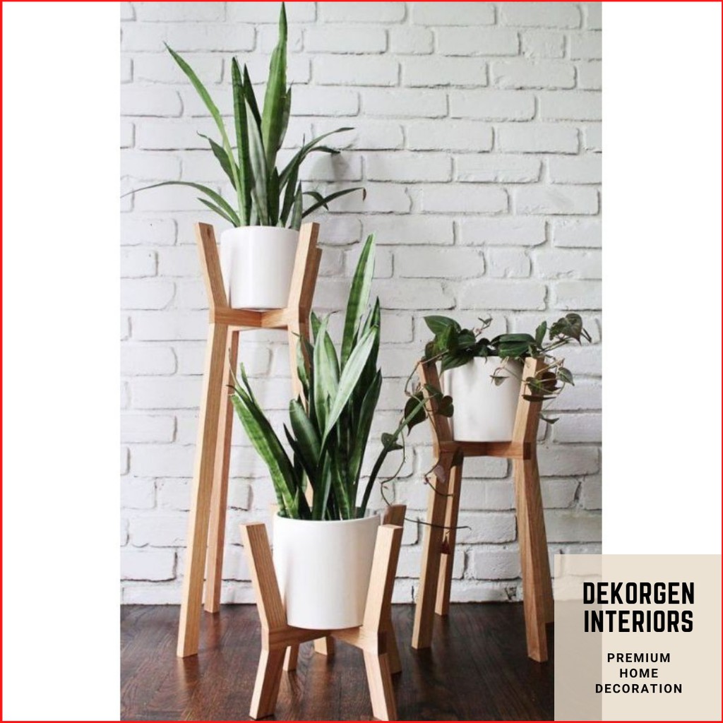 Jual Standing Pot Kayu Tanaman Bunga Tatakan Pot Lengkung Rak Dinding ...