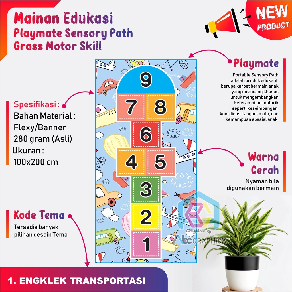 Jual 1. ENGKLEK TRANSPORTASI - Sensory Path Motorik Gross Karpet Main ...