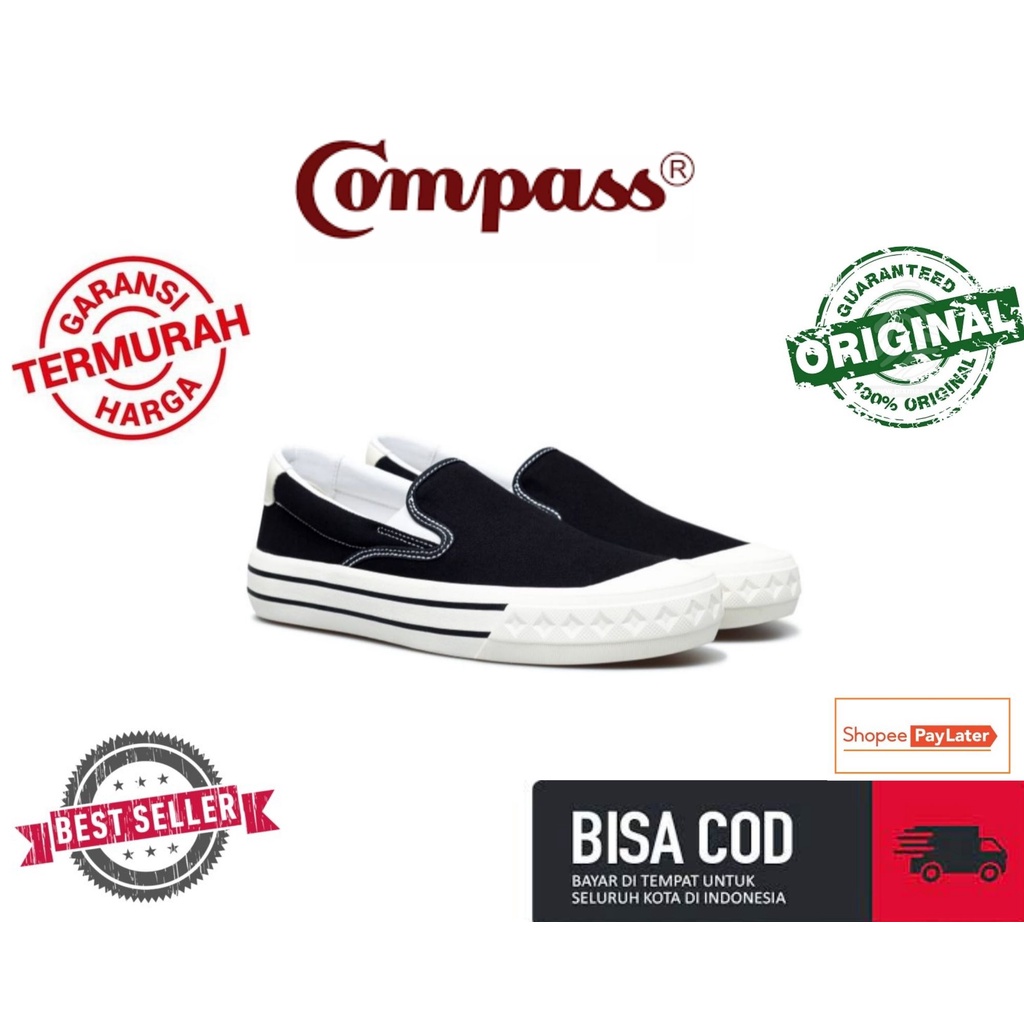 Jual [ORIGINAL] Sepatu Compass Retrograde Slip-On Black // Sepatu ...