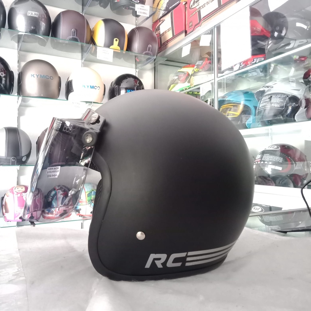 Jual RC Aizo Helm Half Face Kaca Bogo Original Warna Hitam Doff ...