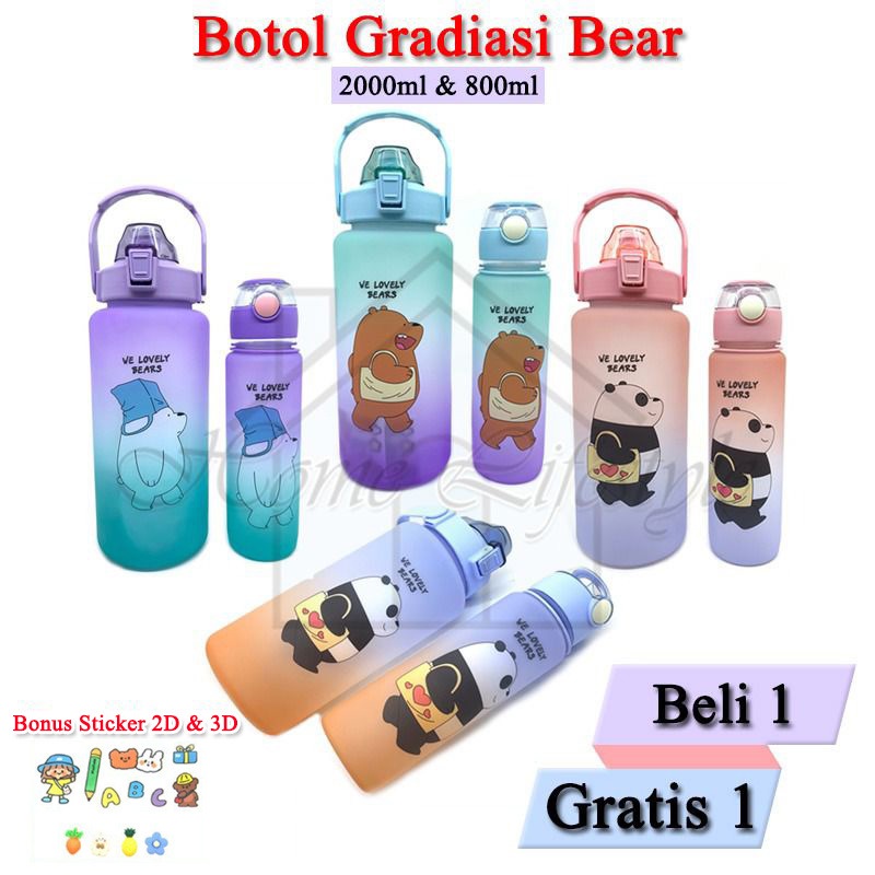 Jual BOTOL MINUM 2in1 GRADIASI BEAR / BOTOL MINUM 2 LITER DAN 800ML ...