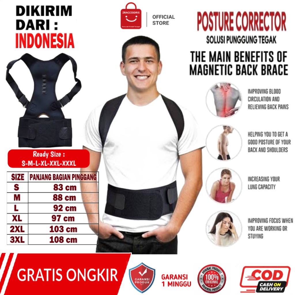 Jual PROMO Alat Sabuk Penyangga Punggung Tulang Belakang Bungkuk Shoulder Back Support Belt ...