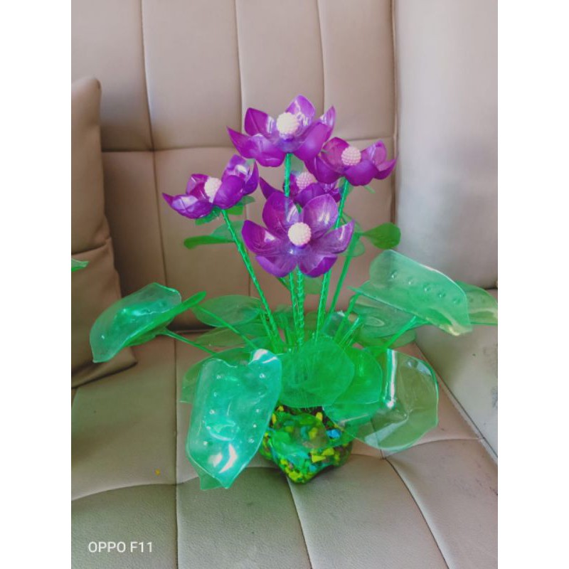 Jual Hiasan rumah daur ulang bunga anggrek pot Daur ulang botol sprite ...