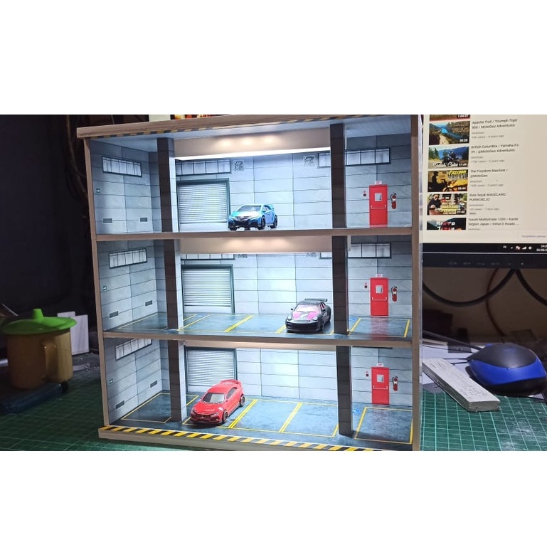 Jual DIORAMA GARASI 1/64 GARASI Concrete Texture With LED n Cover ...