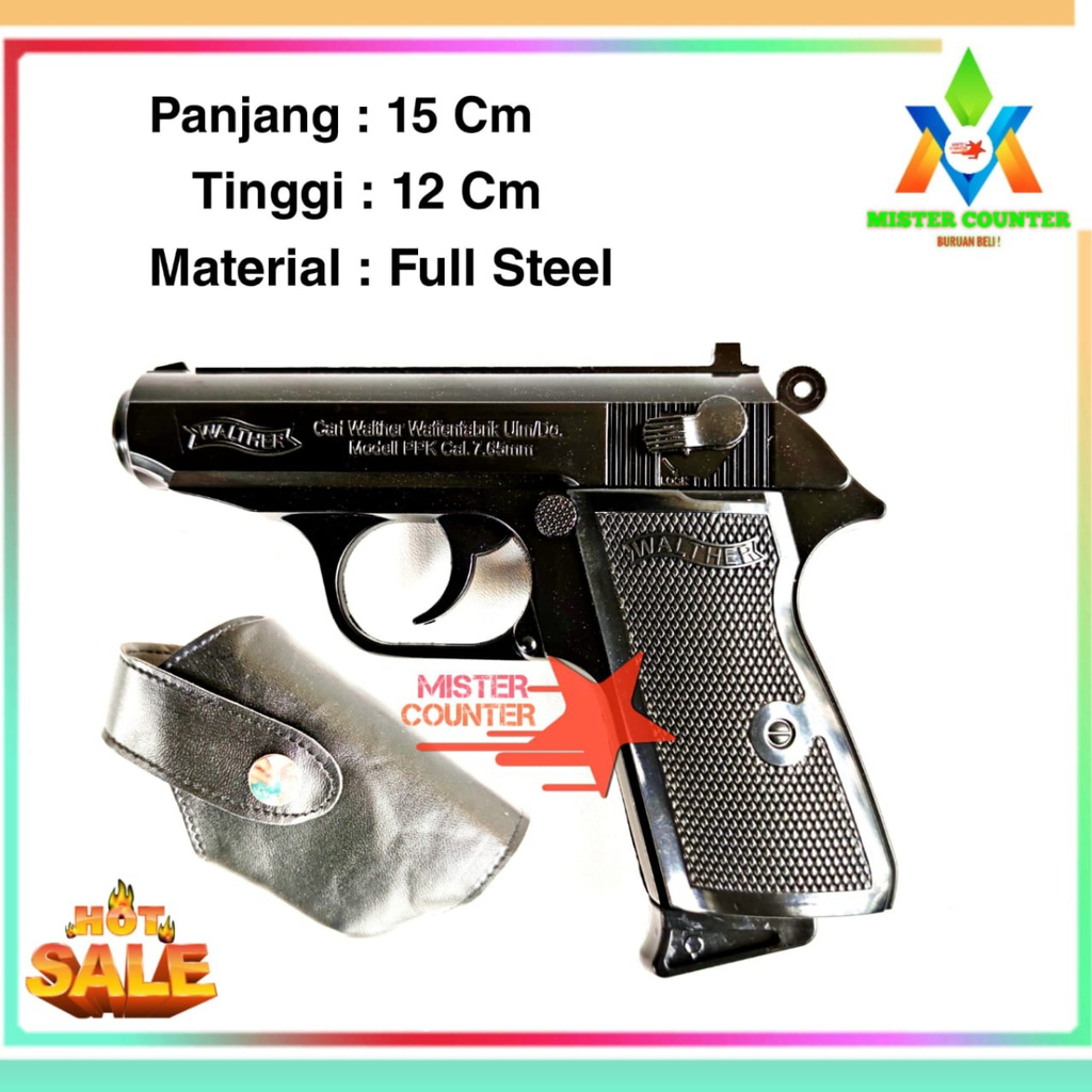 Jual Korek Api Model Pistol Walther Full Besi Plus Pemberat Sarung ...