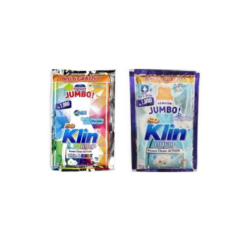 Jual So Klin Liquid Jumbo 43ml Cair 12+2 Sachet (Biru, White & Bright ...
