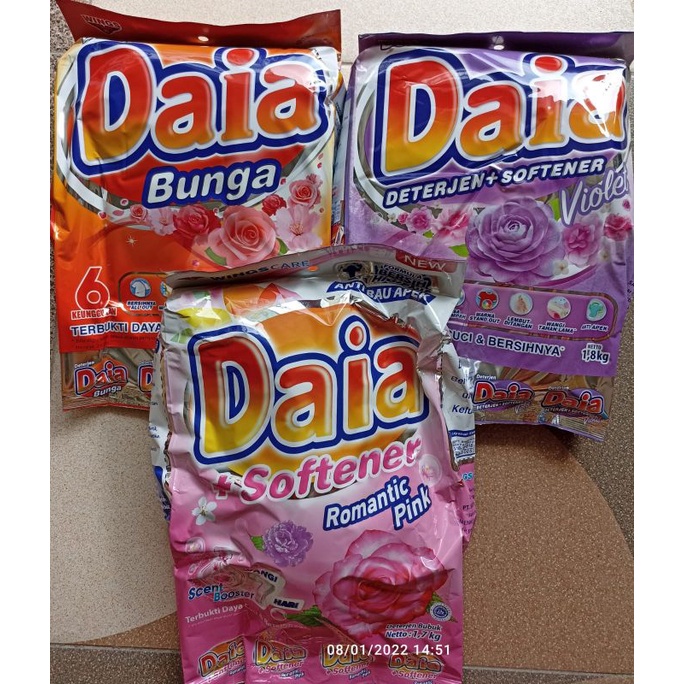 Jual DAIA DETERGENT + SOFTENER | ROMANTIC PINK | VIOLET | BUNGA 1,8 KG ...