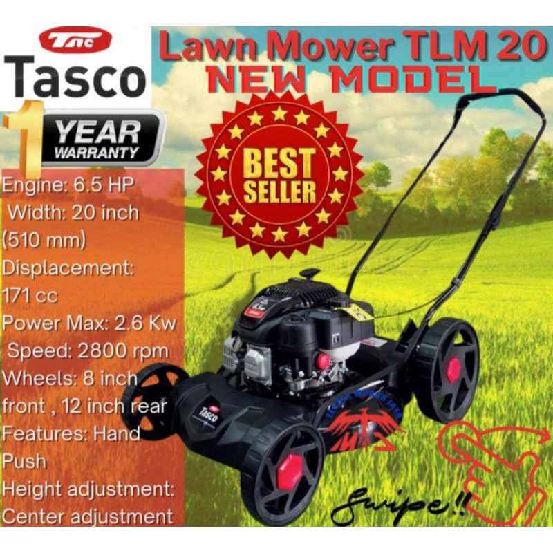 Jual Mesin Potong Rumput Dorong 6.5HP TASCO TLM 20 Lawn Mower 20Inci ...