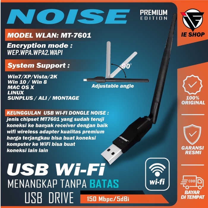 Jual USB DONGLE WIFI WIRELESS NOISE MT7601 NETWORK DONGLE SET TOP BOX STB DONGGEL WIFI 150Mbps ...
