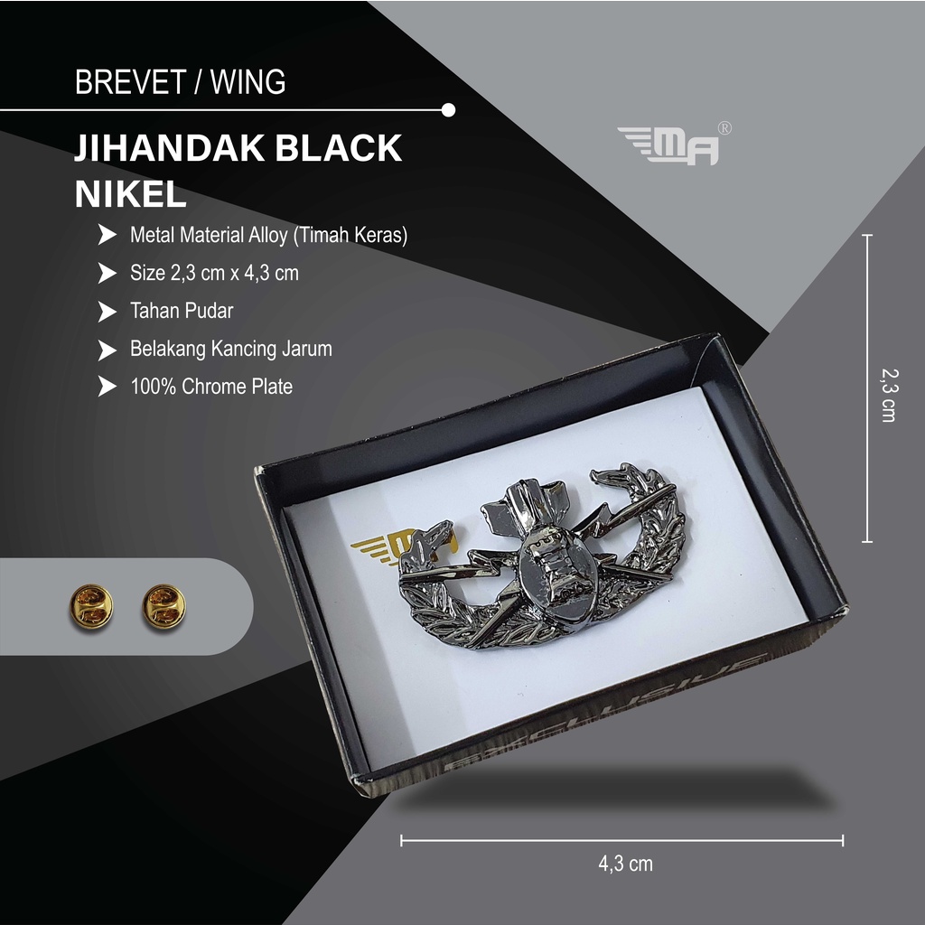 Jual WING JIHANDAK PDH BRIVET BREVET PIN JIHANDAK BLACK NIKEL | Shopee ...
