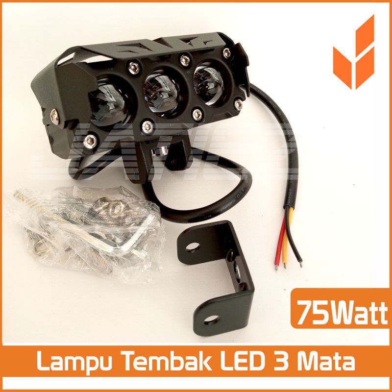 Jual Lampu Tembak LED 3 Mata 75W - Led Sorot Laser Gun 3 Mata High Low | Shopee Indonesia