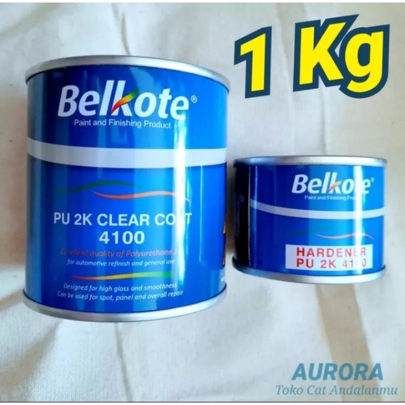 Jual Cat Kaleng Belkote PU 2K Clear Coat 4100 + Hardener 1kg Pernis ...