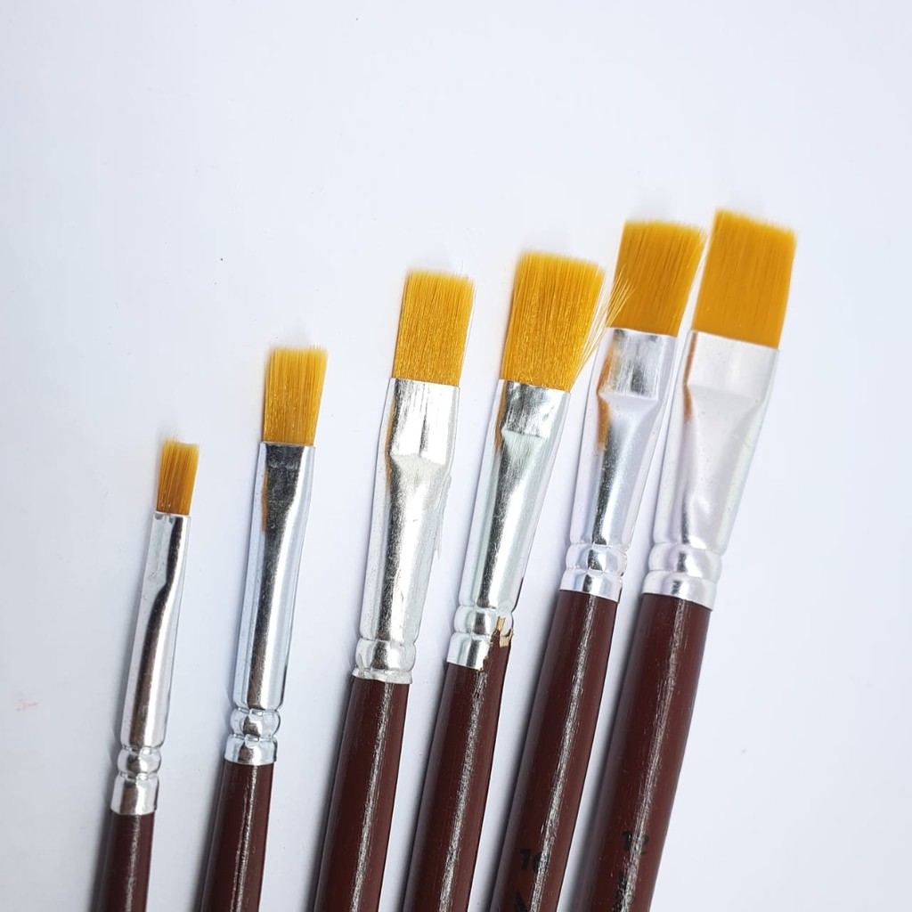 Jual Shining Kuas Flat Set isi 6/ Brush Set Pipih/ Kuas Cat Air Cat ...