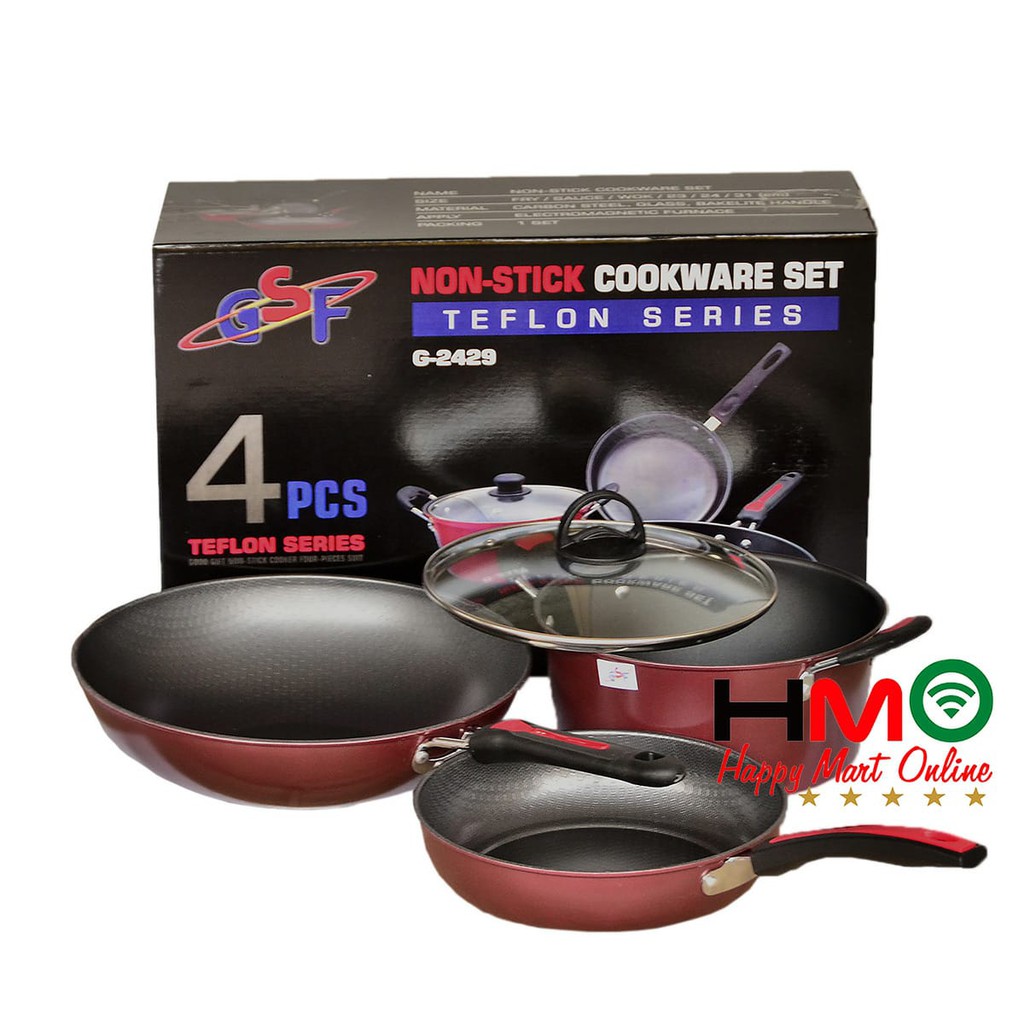 Jual GSF Panci Set Teflon Wajan Penggorengan Serbaguna 4 Pcs Cookware Set GSF-2429 GSF 2429 ...