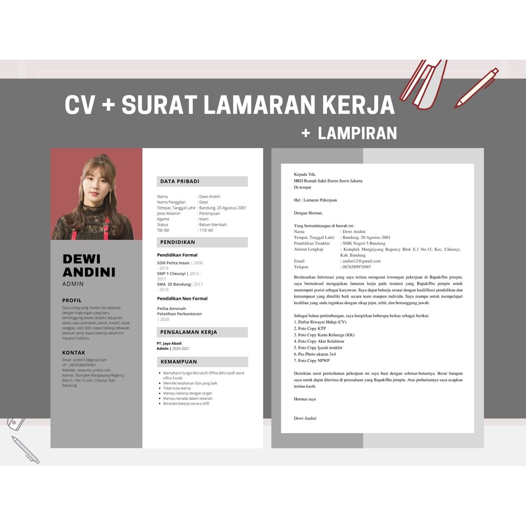 Jual Jasa Pembuatan CV 24 JAM/ Surat Lamaran Kerja/ Resume/ curriculum ...