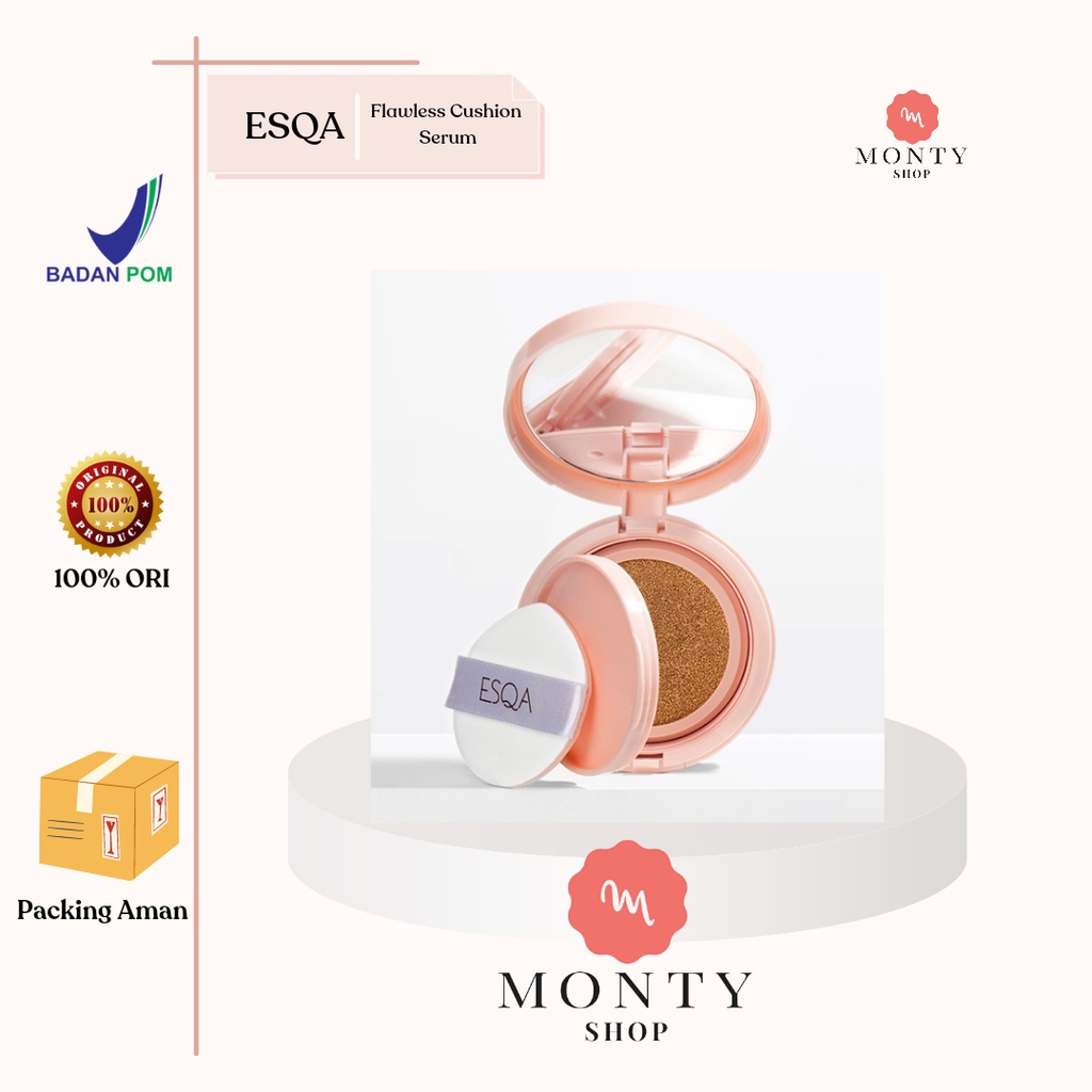 Jual ESQA Flawless Cushion Serum SPF 50+ PA+++ | Biscuit | Caramel ...