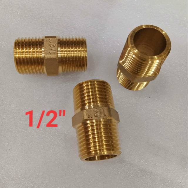 Jual Double Nipple 1/2" Brass Kuningan Dobel Nepel Nepple valve | Shopee Indonesia