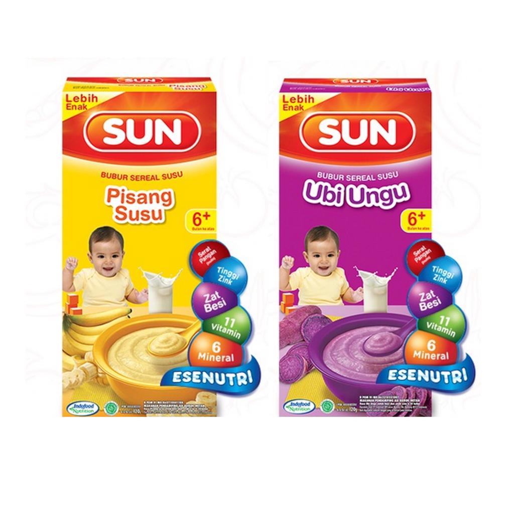 Jual SUN Bubur Sereal Pisang Susu Box 120 gr + SUN Bubur Sereal Susu ...