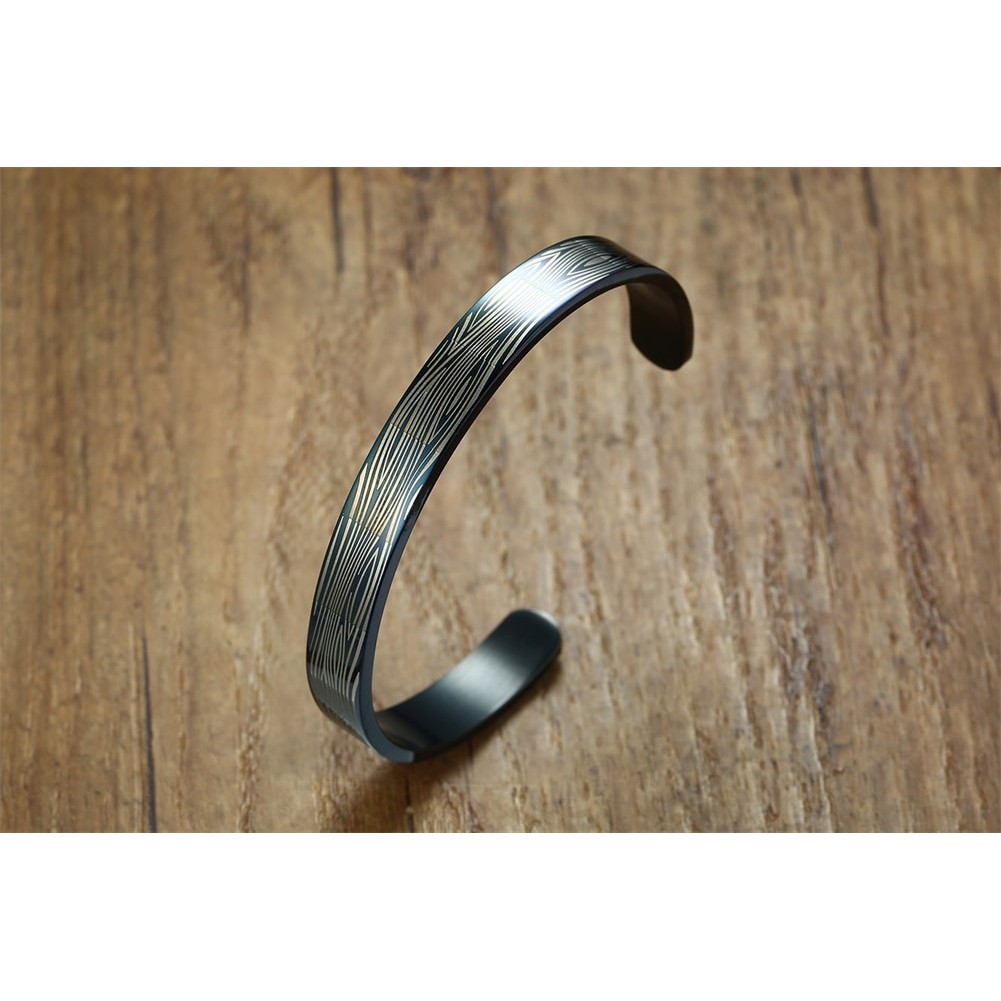 Jual Gelang Titanium Pria Stainless Steel 9mm Black Cuff Bangle ...