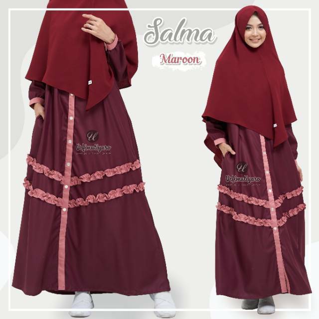 Jual GAMIS Salma Dress MAROON MARUN M LD 98 CM Urfimutiyaro BAJU GAMIS ...