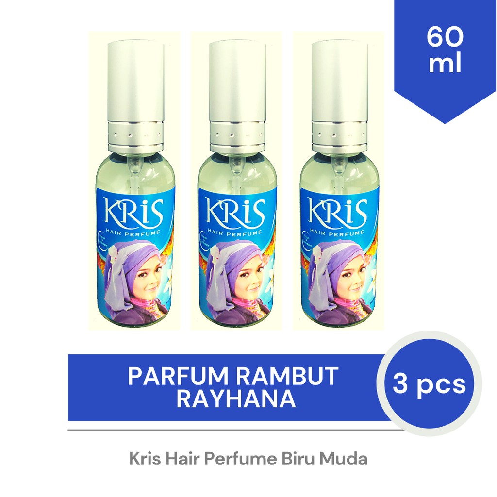 Jual Kris Hair Perfume 60ml x3pcs / Pewangi rambut - Rayhana Biru Muda ...