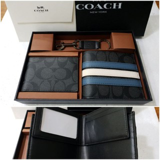 Jual Dompet Coach Pria Model Lipat Original Black Motif Fullset Box ...