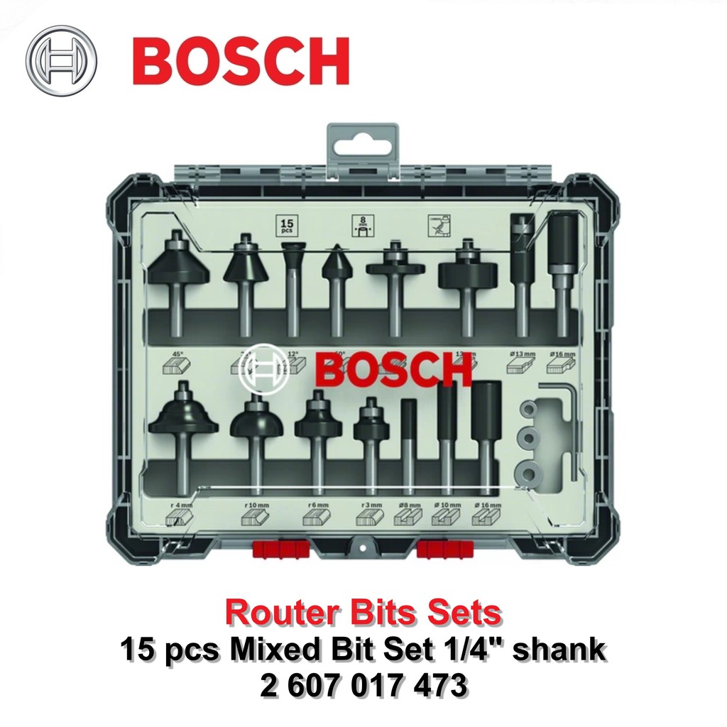Mata Router Bosch Set 15 pcs Router Bit | Shopee Indonesia