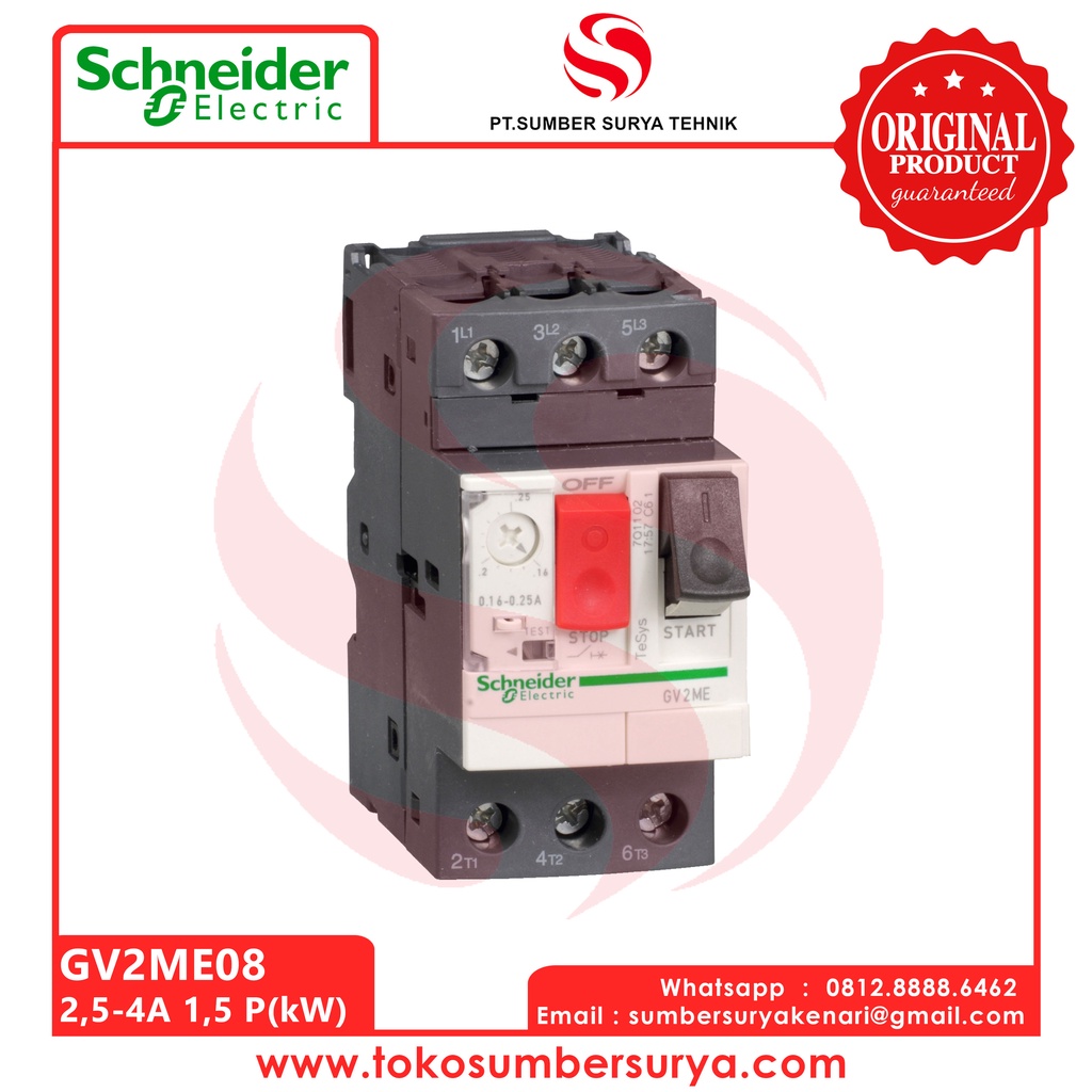 Jual Motor Circuit Breaker GV2ME08 1.5 P(kW) Saklar Listrik ON OFF SNI ...