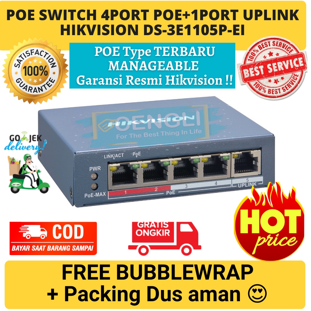 Jual PoE Switch Hikvision 4Port Poe+1Port Uplink / Switch Poe ...