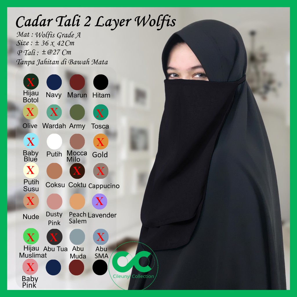 Jual Cadar Tali 2 Layer / Niqab Ninja / Cadar Tali2Layer Wolfis / Niqab Muslim / Cadar Muslimah ...
