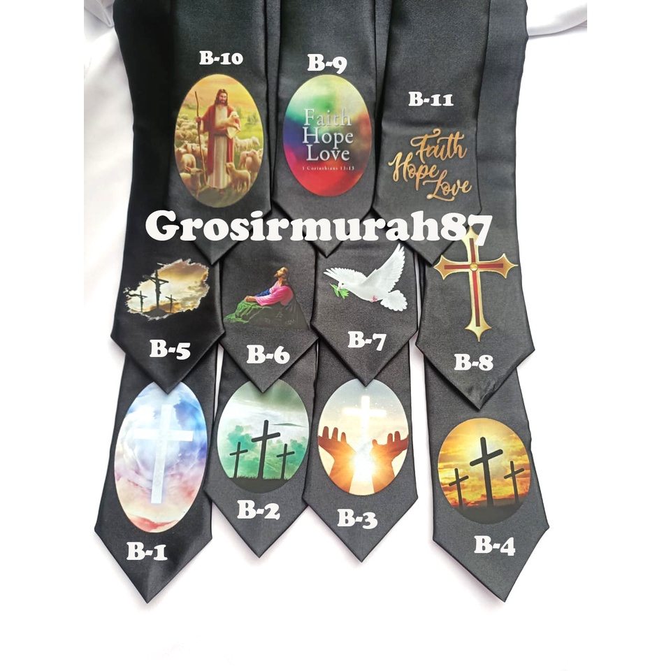Jual Dasi Motif Rohani salib natal paskah instant manual motif banyak ...