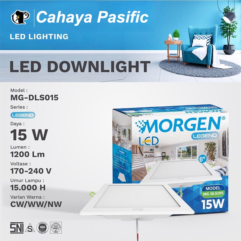 Jual Lampu downlight LED 15 watt persegi LAMPU MORGEN LED Panel ...