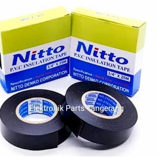 Jual NITTO ISOLASI LISTRIK ORIGINAL 3/4 INCHI 25M TAPE HITAM PVC KABEL ...