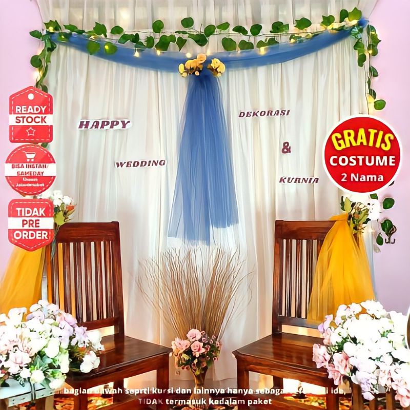 Jual Dekor Dekorasi Backdrop PhotoBooth Kain Hiasan Lamaran Tunangan Akad Nikah Aqiqah Wedding ...