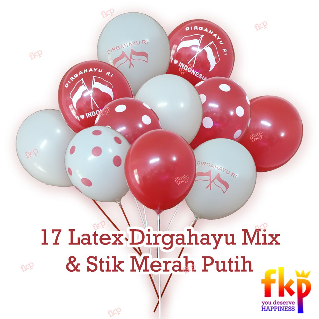 Jual FUN KIDS PARTY Set Balon Latex Mix Dirgahayu plus Tangkai Merah ...