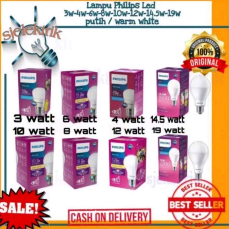 Jual Lampu Led Philips Putih / Philip Kuning (Warm White) 3 W - 4 W - 6 ...