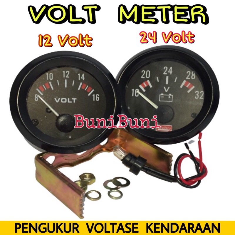 Jual Volt Meter / Voltmeter 12V & 24V - Indikator Pengukur Voltase Aki Mobil 12 Volt & Truk 24 ...