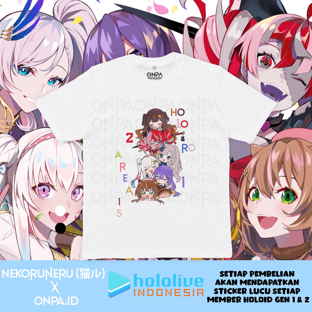 Jual Baju / T-Shirt Hololive Indonesia Generasi 1 & 2 | Onpa.ID | Gen 1 Ayunda Risu , Moona ...