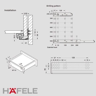 Jual Rel Laci Hafele Rel Tandem Hafele 40cm Full Ext. Slowmotion Drawer ...