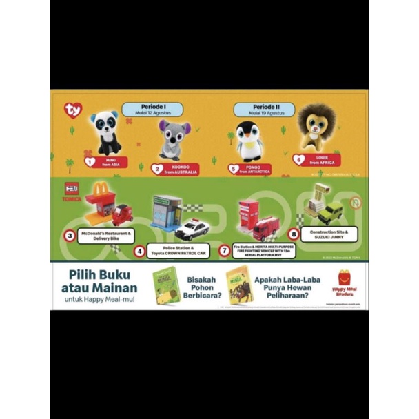 Jual Happy Meal Mcd Mcdonalds Ty Beanie Tomica satuan atau perpcs | Shopee Indonesia