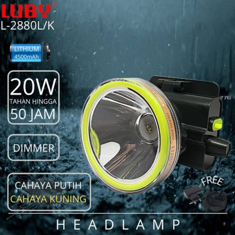 Jual Senter Kepala Headlamp Original Luby 20 Watt L-2880 Mode Putar ...
