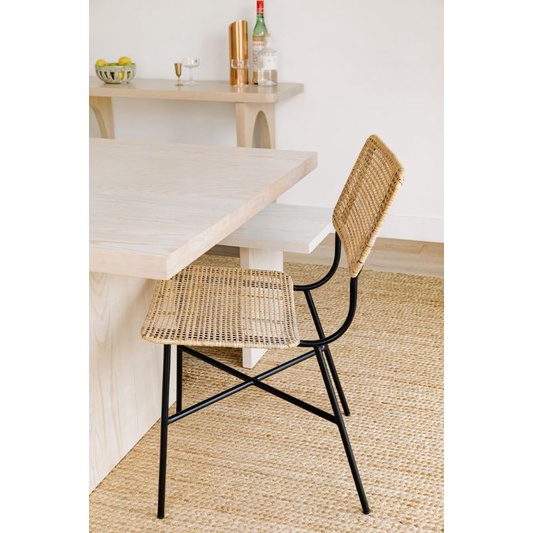 Jual Aretha flat rattan dining chair | rangka pipa besi, anyaman rotan ...