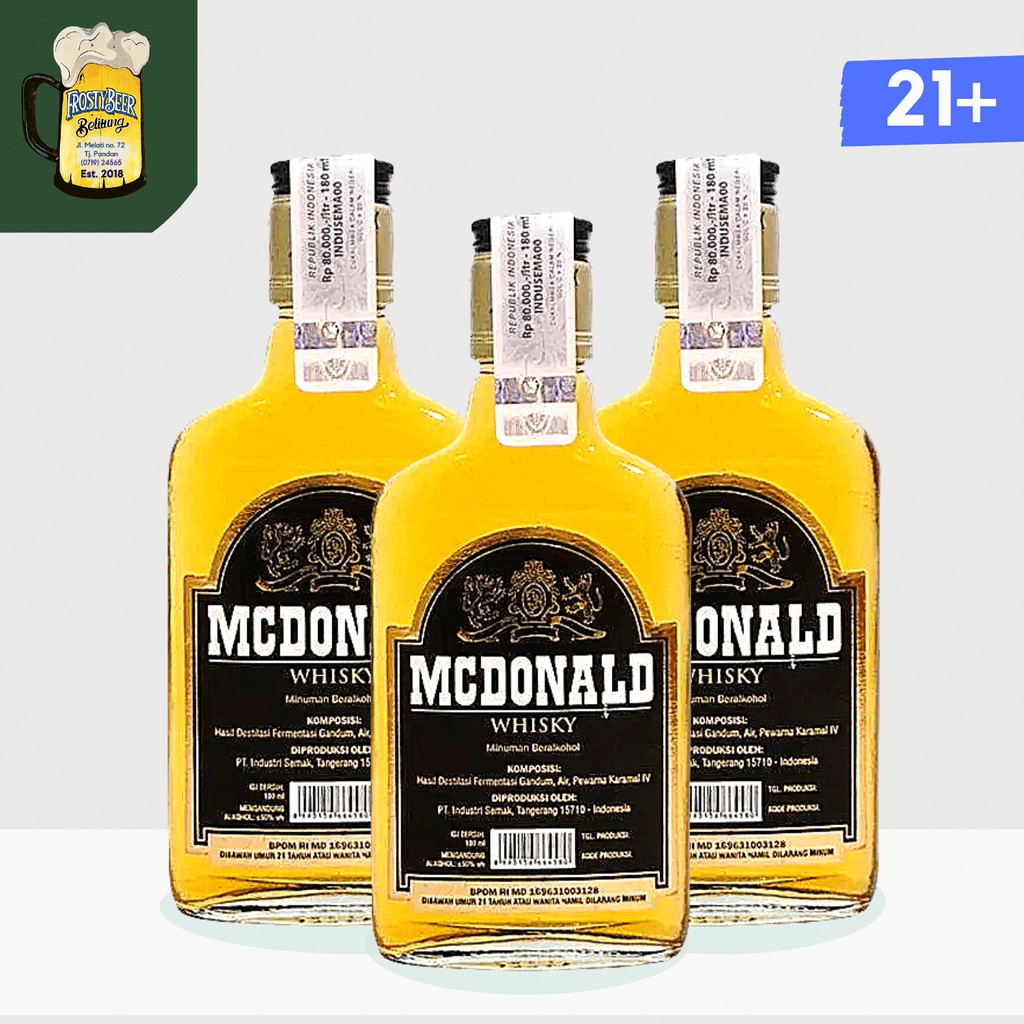 Jual McDonald Whisky 50% 180 ml - whiskey - wiski | Shopee Indonesia