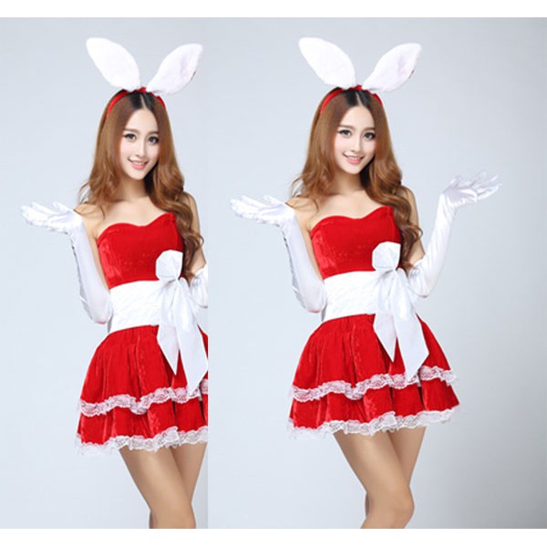 Jual baju bermotif santa clause untuk wanita model telinga kelinci full ...